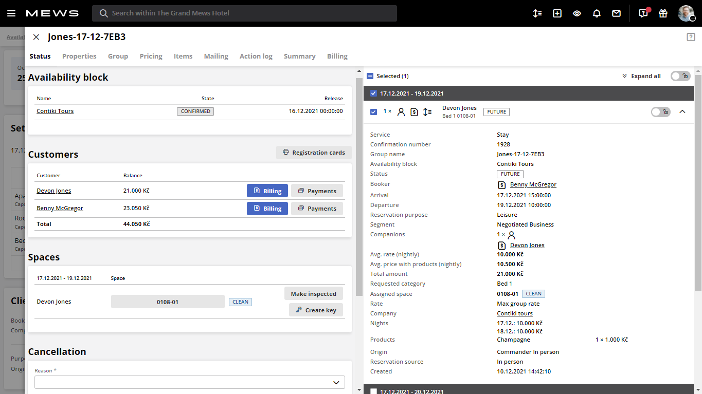 Picking up reservations in availability blocks