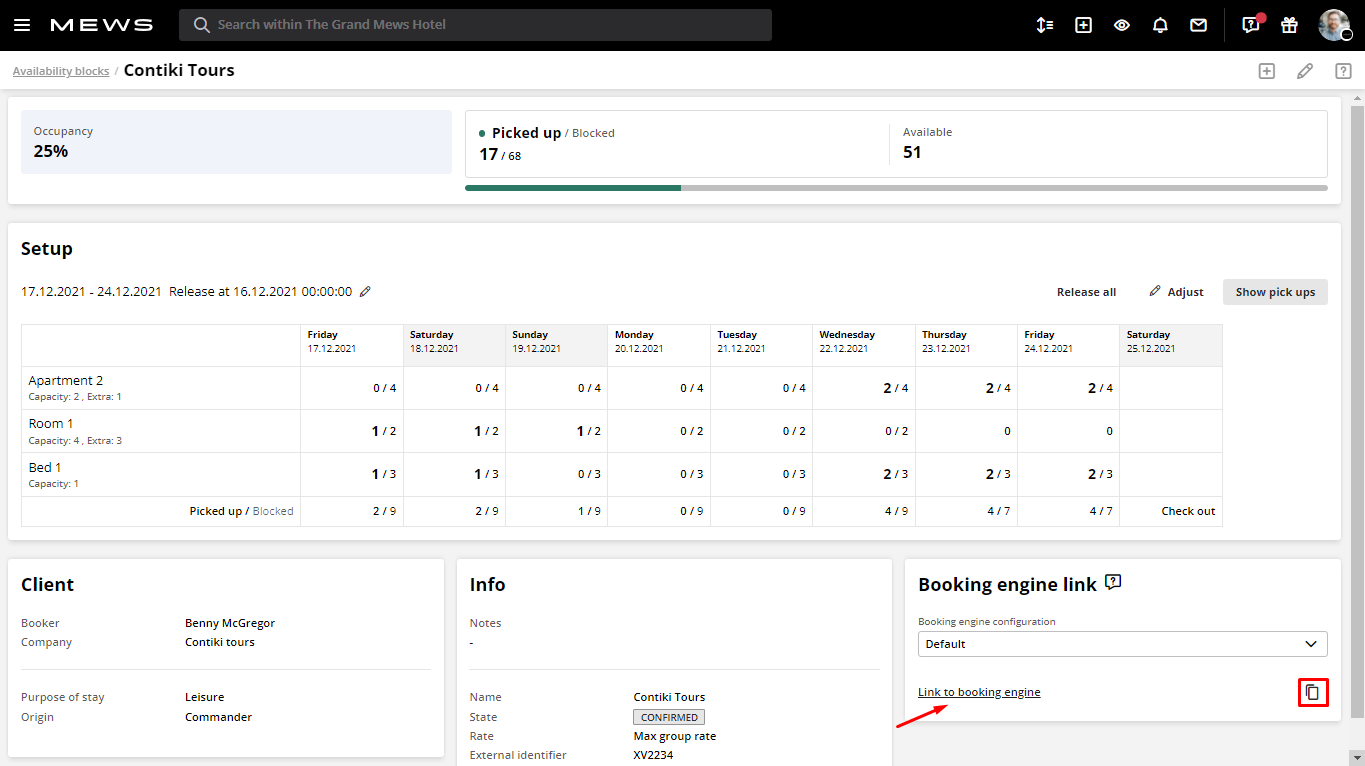 Picking up reservations in availability blocks
