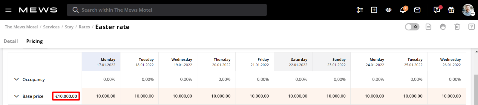 Managing the pricing details of a rate