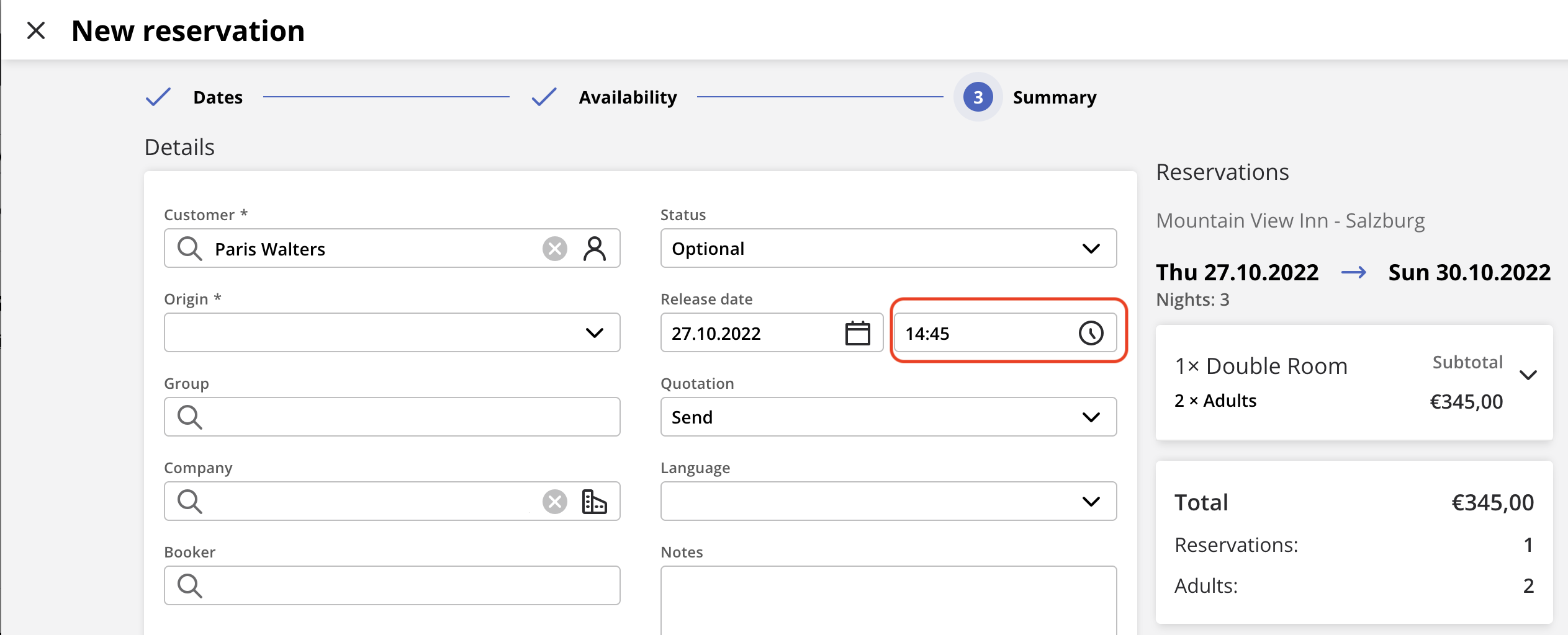 Optional reservation release date error