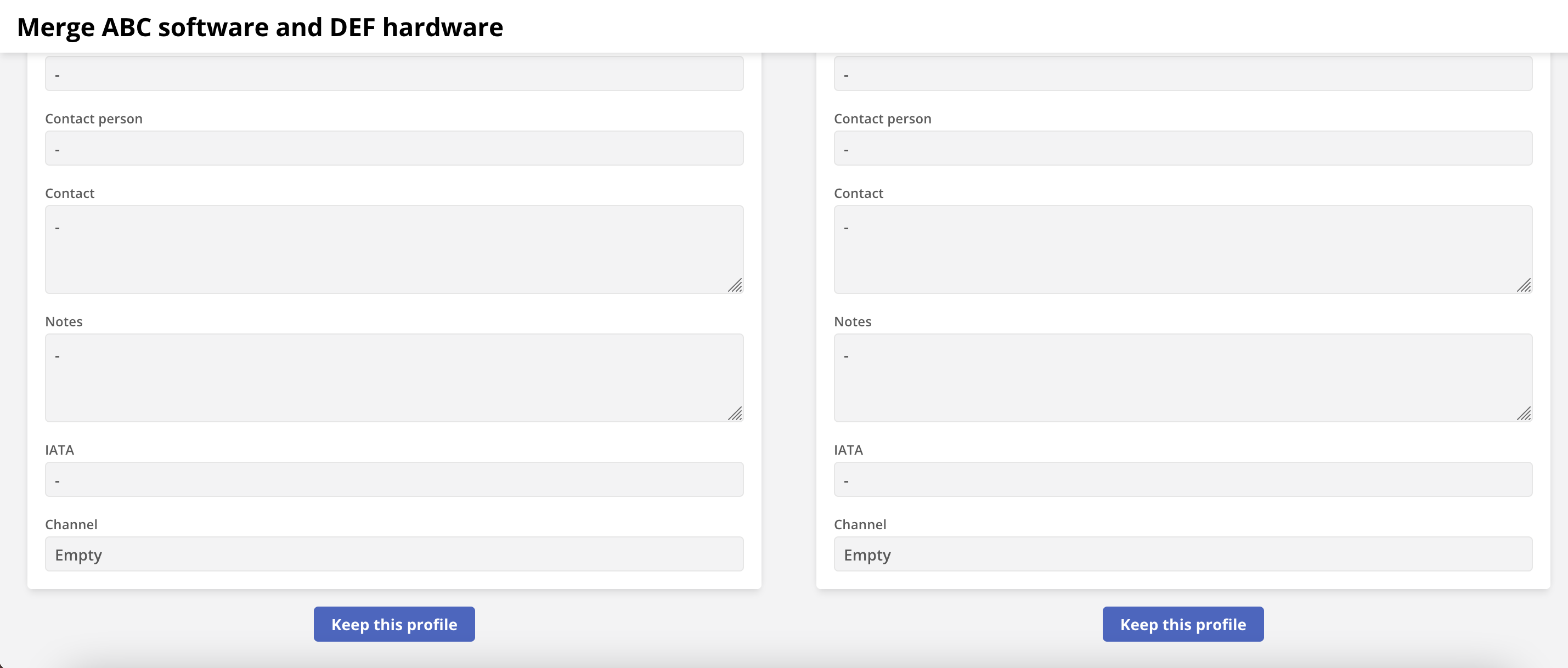 Merge company profiles
