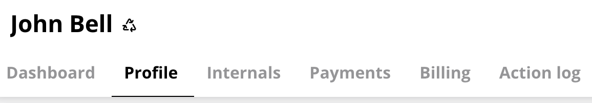 The Customer management screen