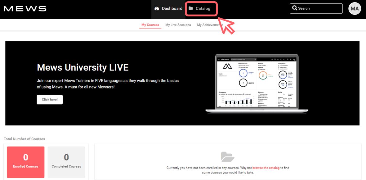How to enroll in Mews University learning paths and courses