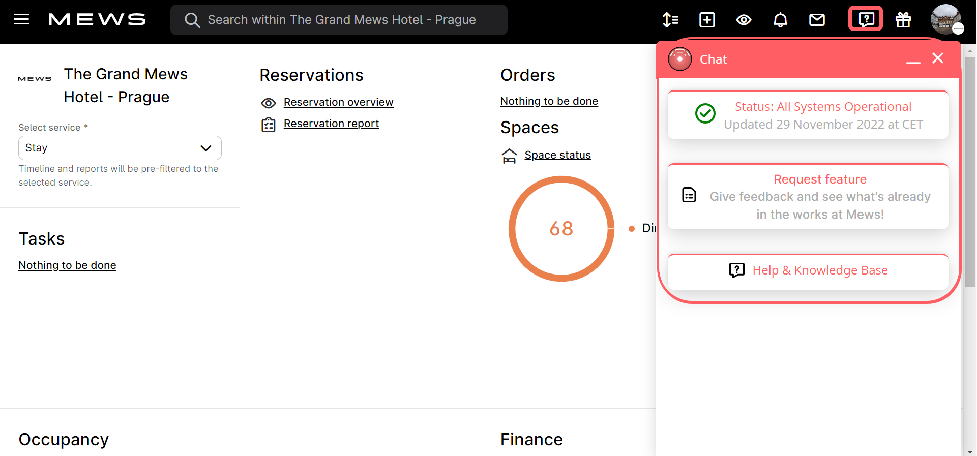 The Mews Help center in Mews Operations: Submitting a support ticket