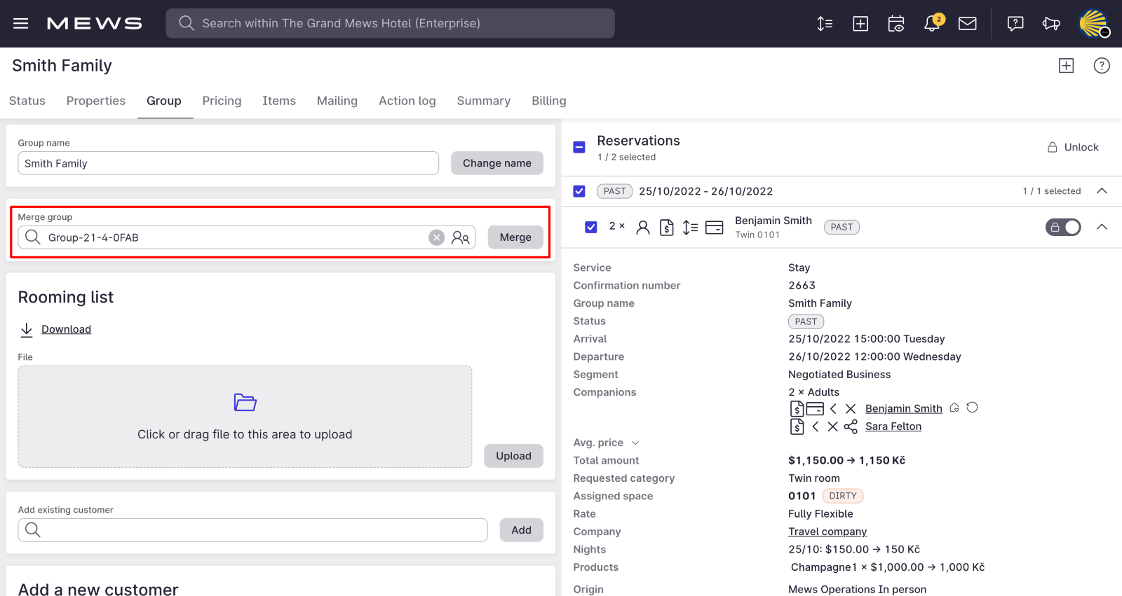 Add reservations to a group