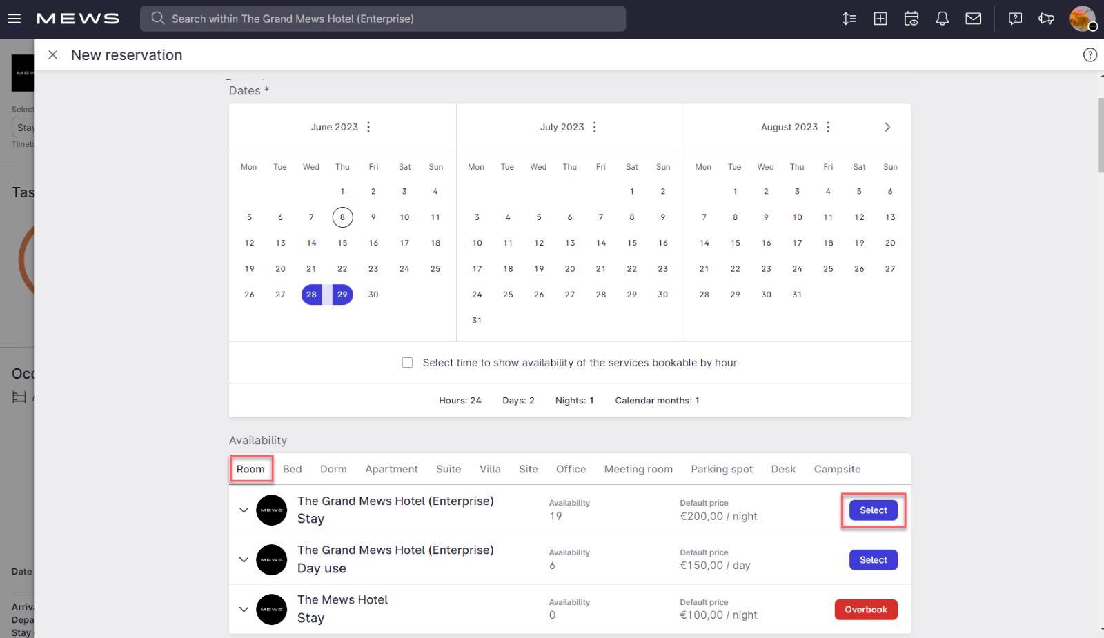 Create a long-stay reservation