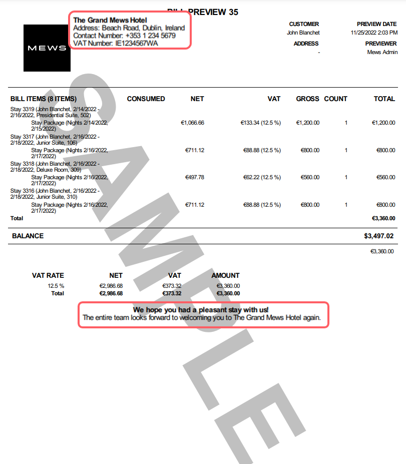 Configuring your bills and invoices