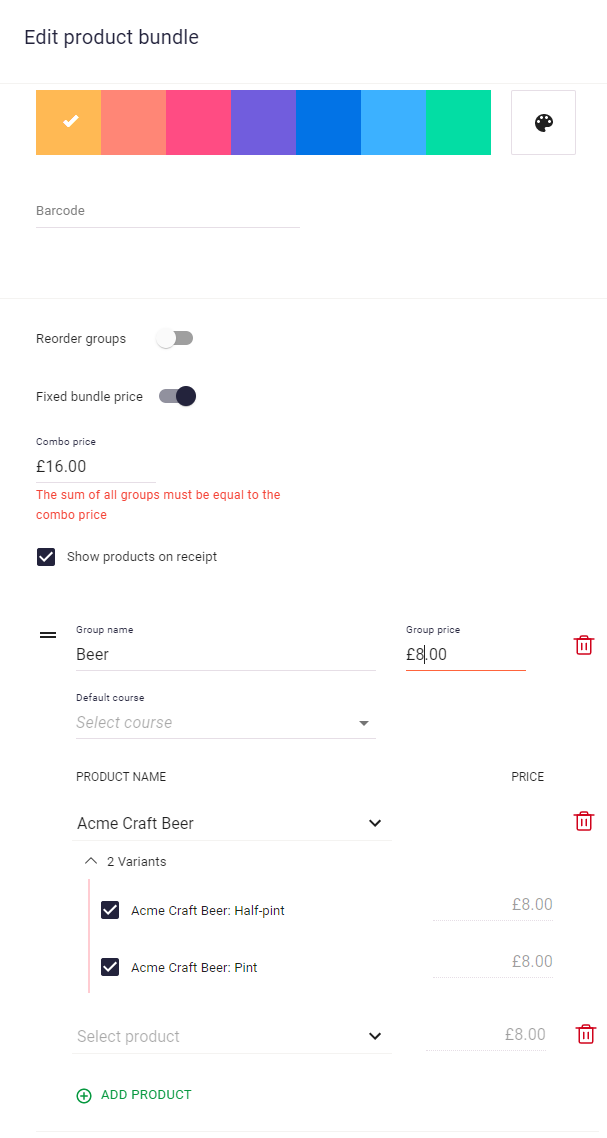 Product bundles in Mews POS