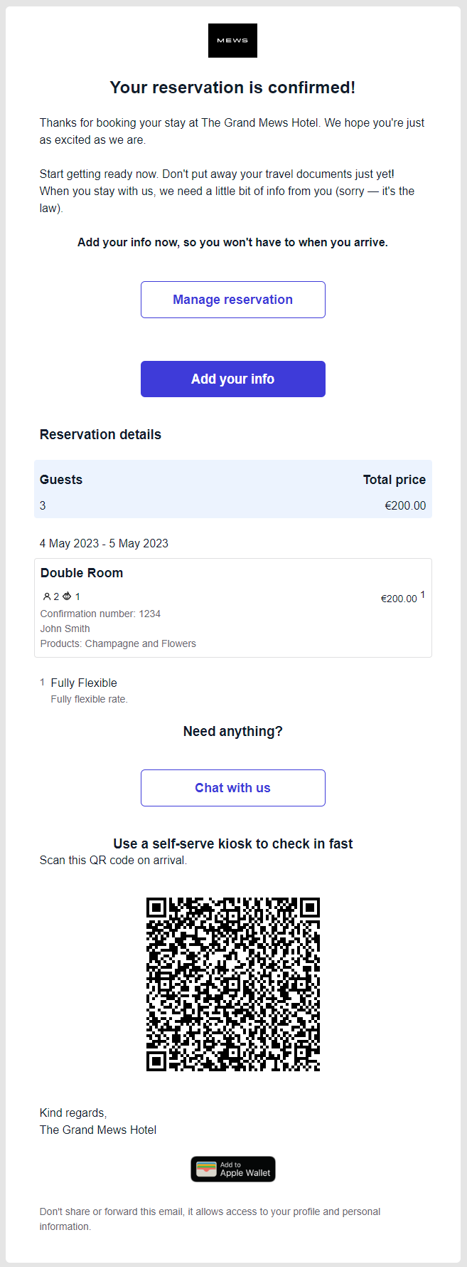 Every email sent to guests from Mews