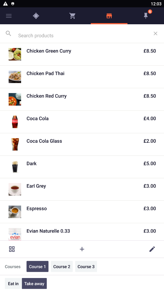 Dining options (Eat in/Take away) in Mews POS
