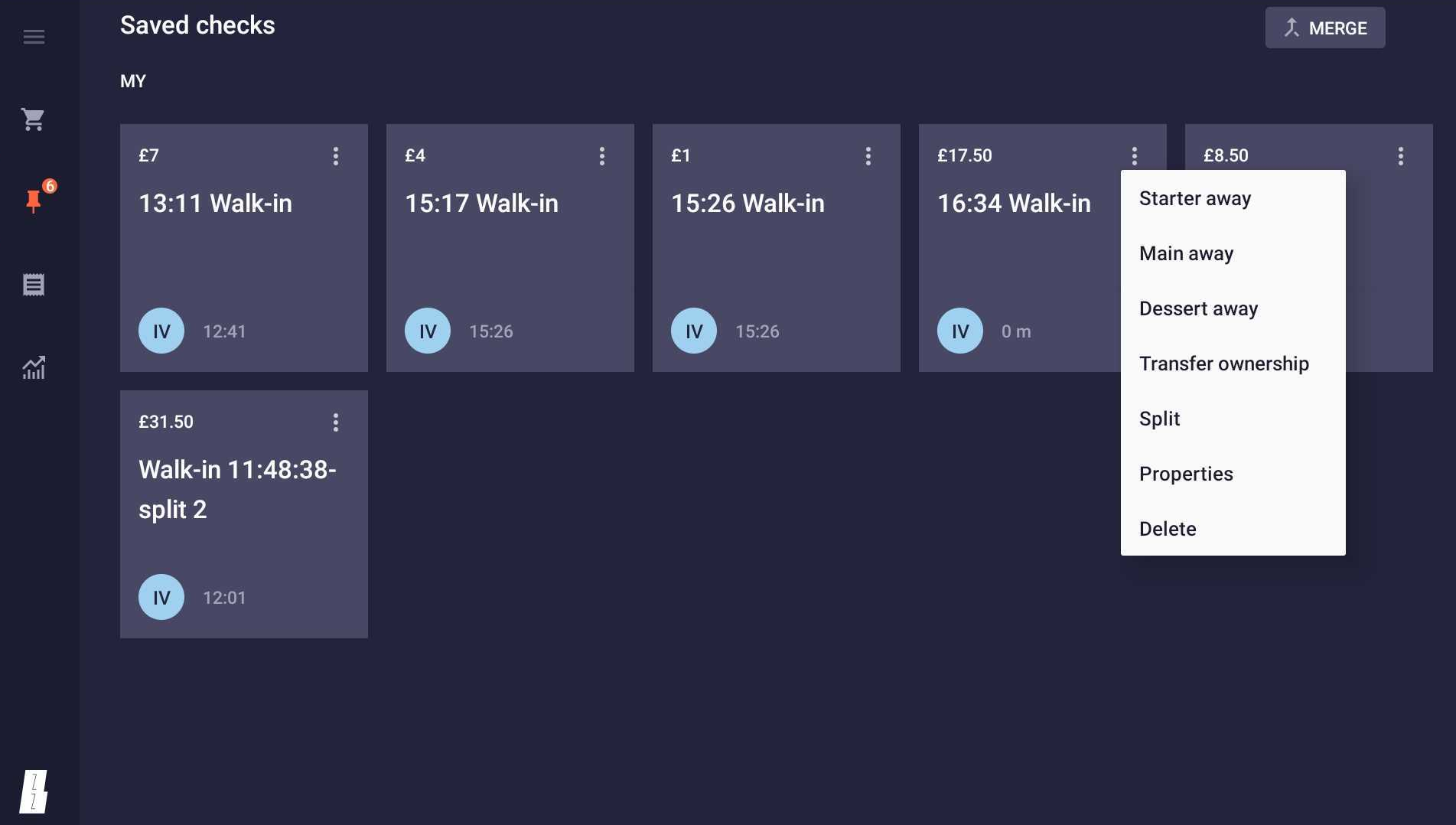 Editing an open order in Mews POS