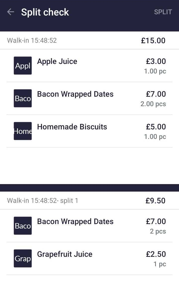 Splitting an order into multiple orders in Mews POS