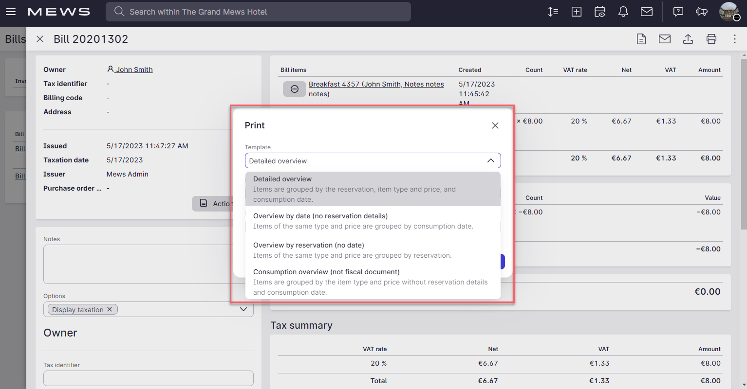 Les modèles d'impression de factures et factures débiteur dans Mews ...