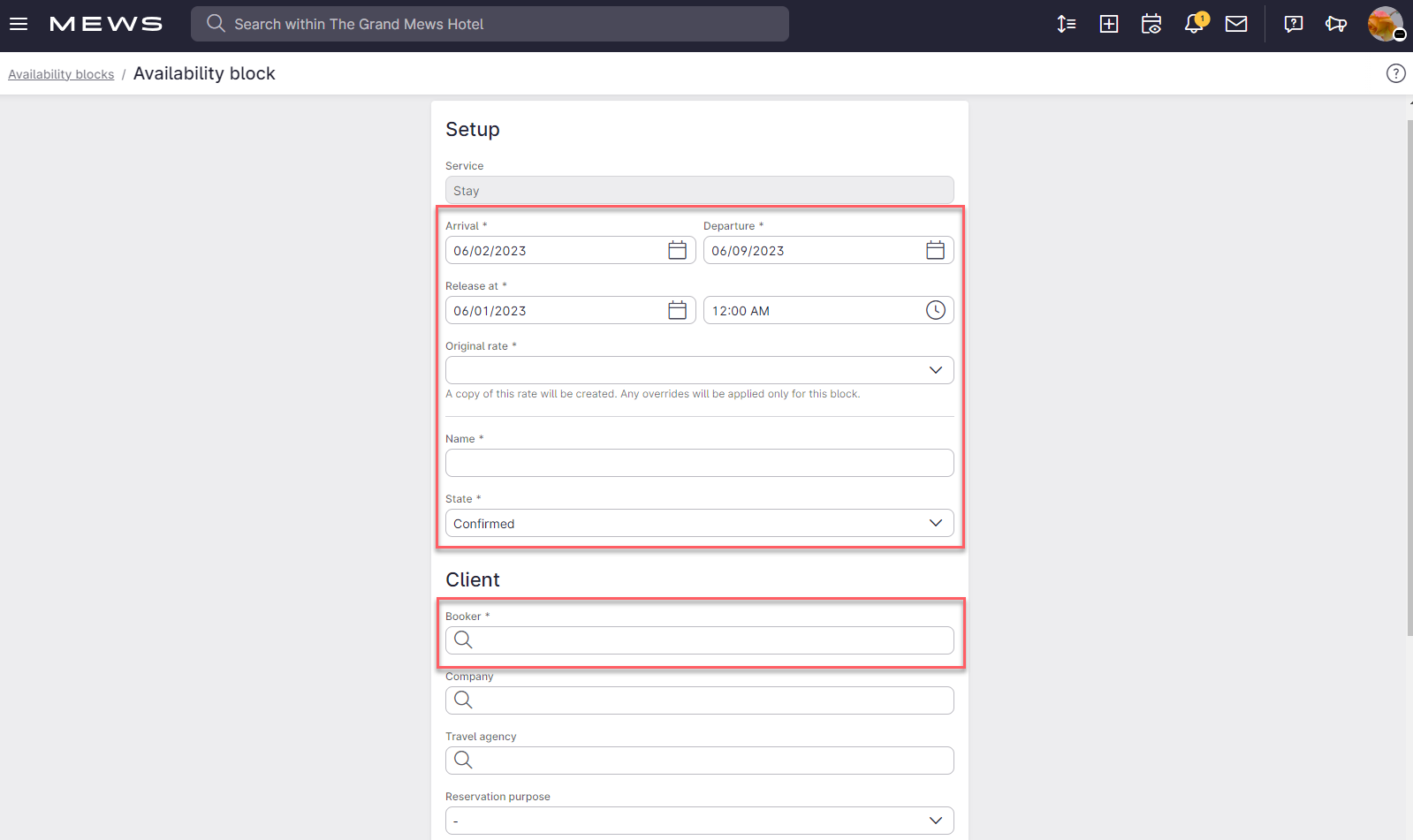 Creating availability blocks