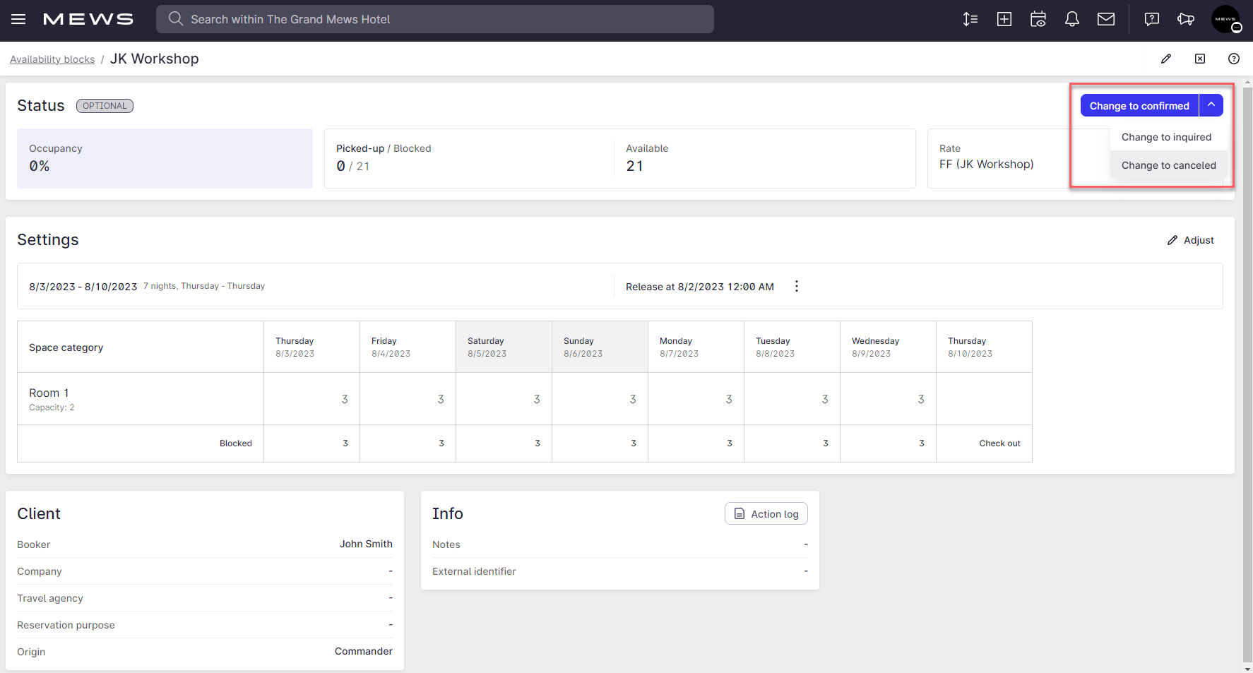 How to cancel an availability block