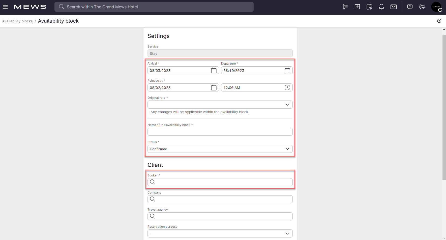 Creating availability blocks