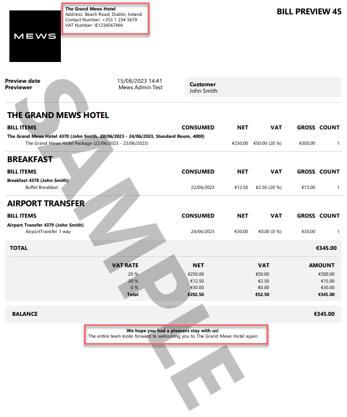 Configuring your bills and invoices