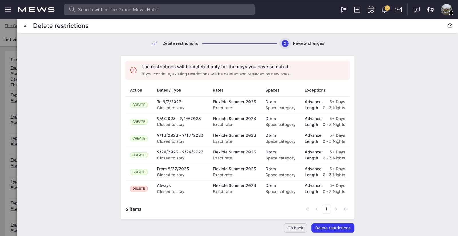 Hoe je restricties kunt aanpassen en verwijderen in Mews Operations