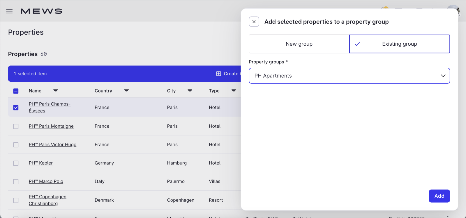 Managing Property groups in Mews Multi-Property