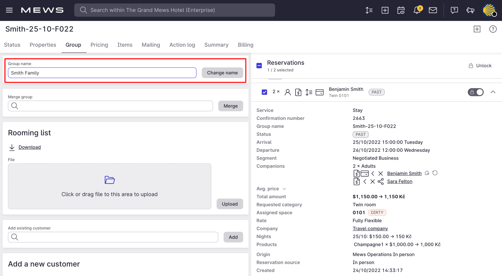 Managing group reservations