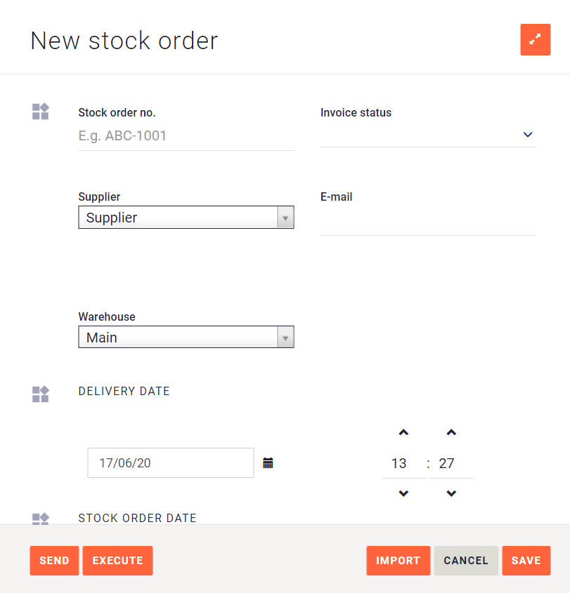 Adding stock orders in Mews POS