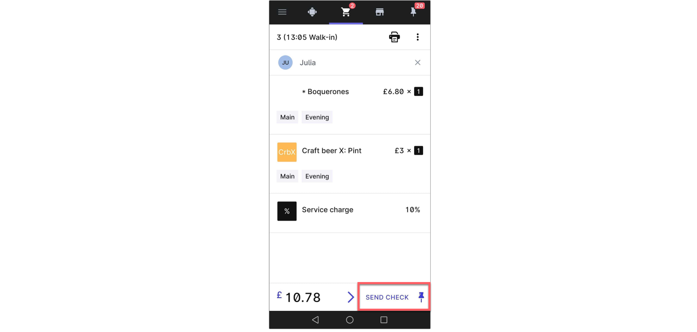 Taking an order with Mews POS from the table layout