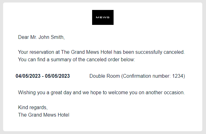 Every email sent to guests from Mews