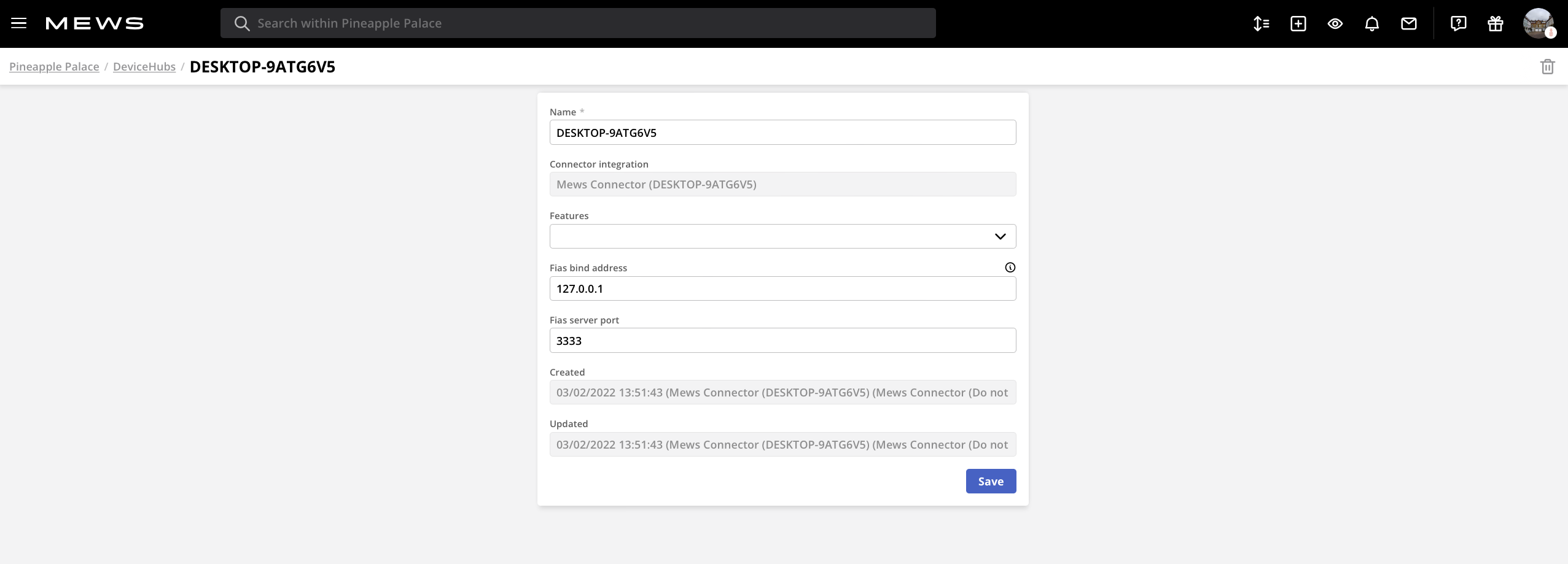 Configurer l'application Mews Connector