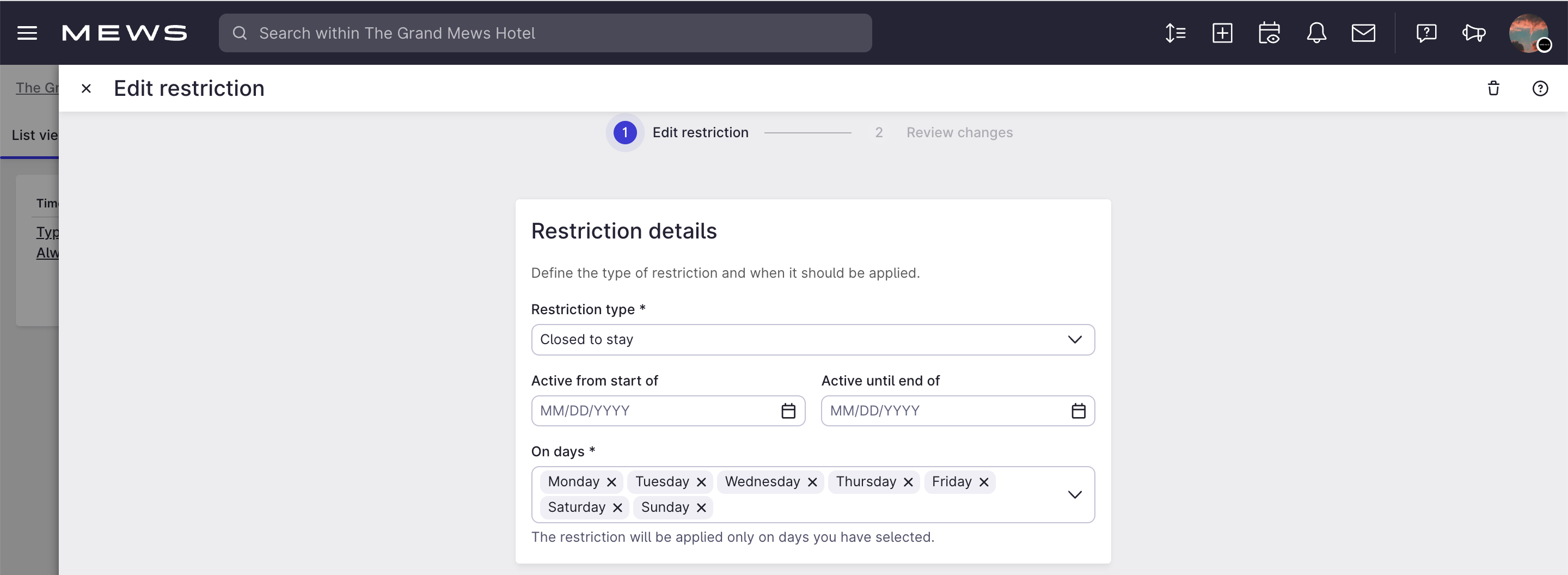 Understanding restrictions in Mews Operations
