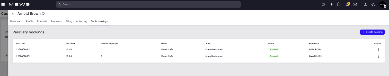How to create, modify or cancel a ResDiary table booking
