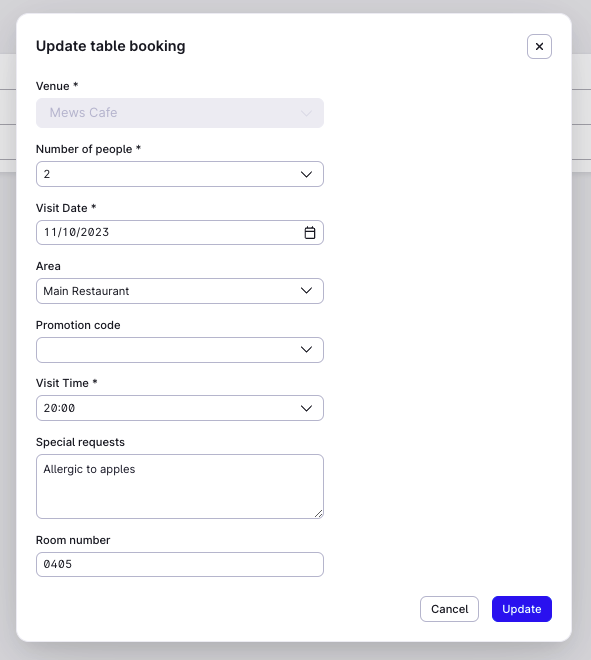 How to create, modify or cancel a ResDiary table booking