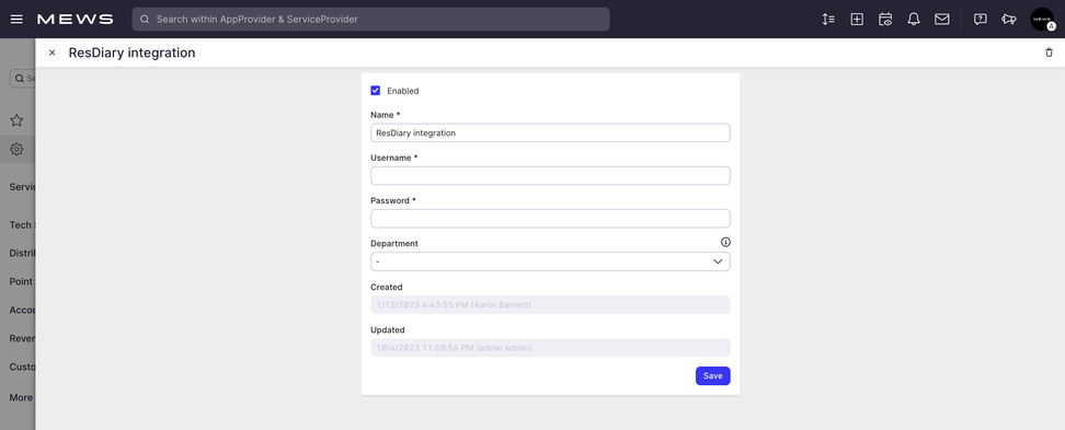 How to set up a ResDiary integration