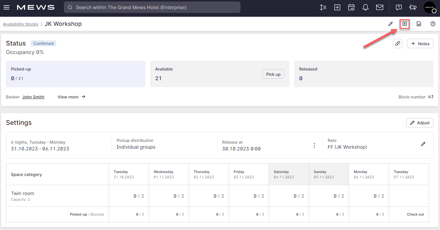 How to cancel an availability block