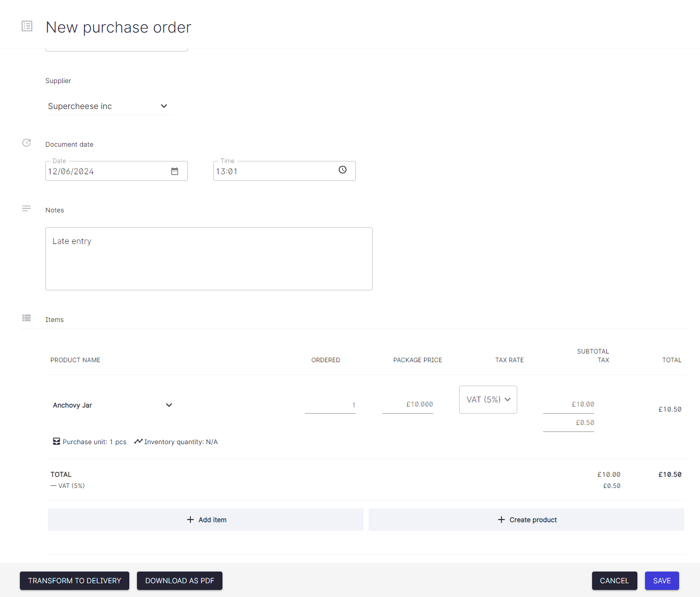 How to add a purchase order in Mews POS