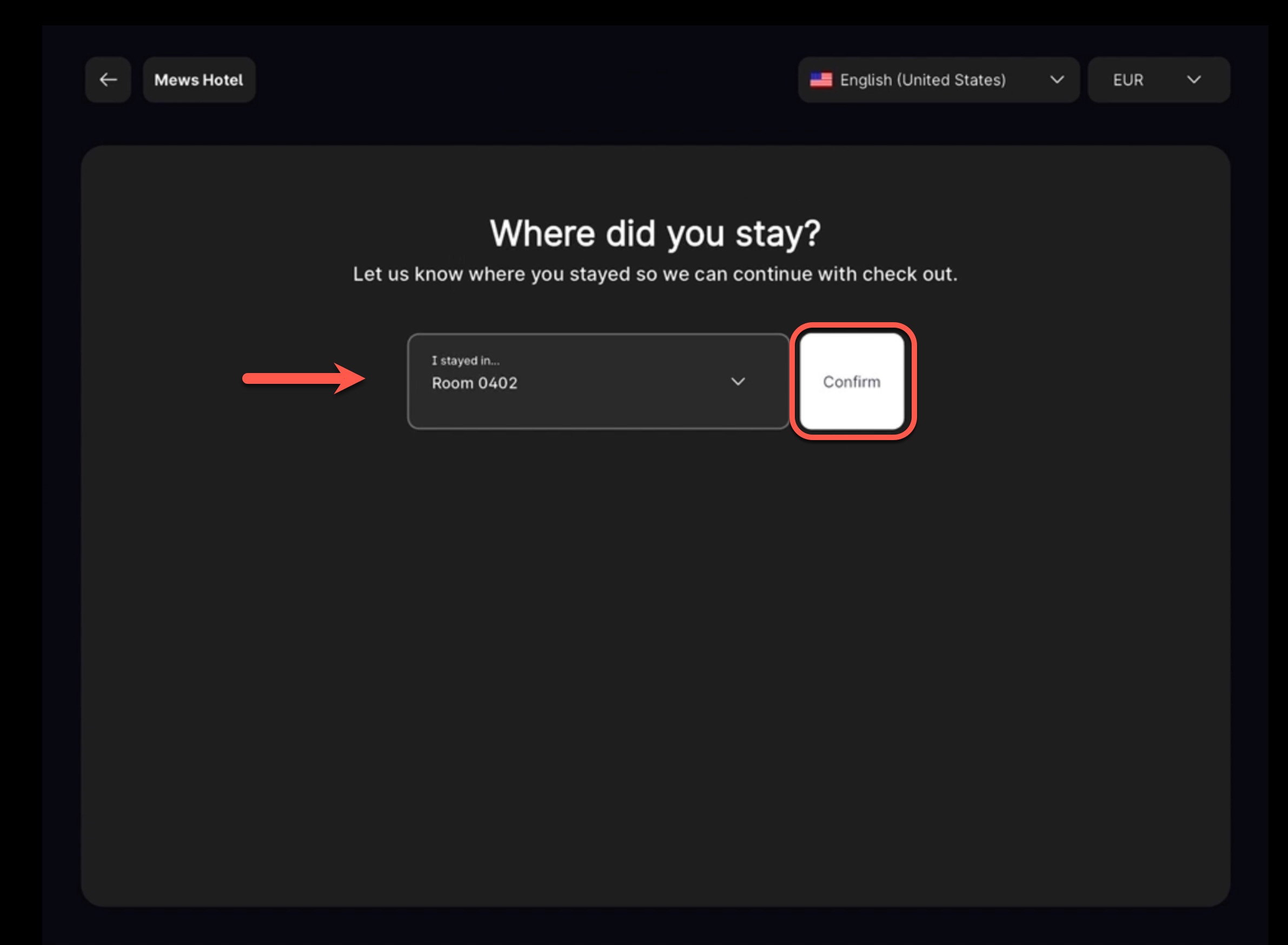El proceso de check-out en Mews Kiosk