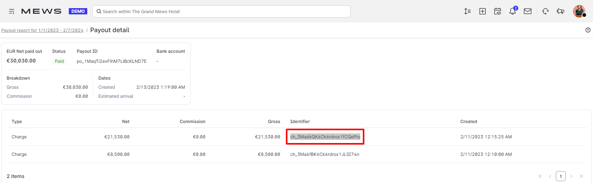 How can I track a specific payment from a payout?