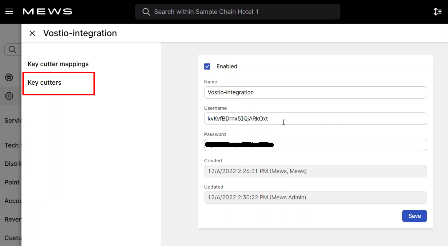 Intégration d'encodage de clés Vostio pour Mews Operations