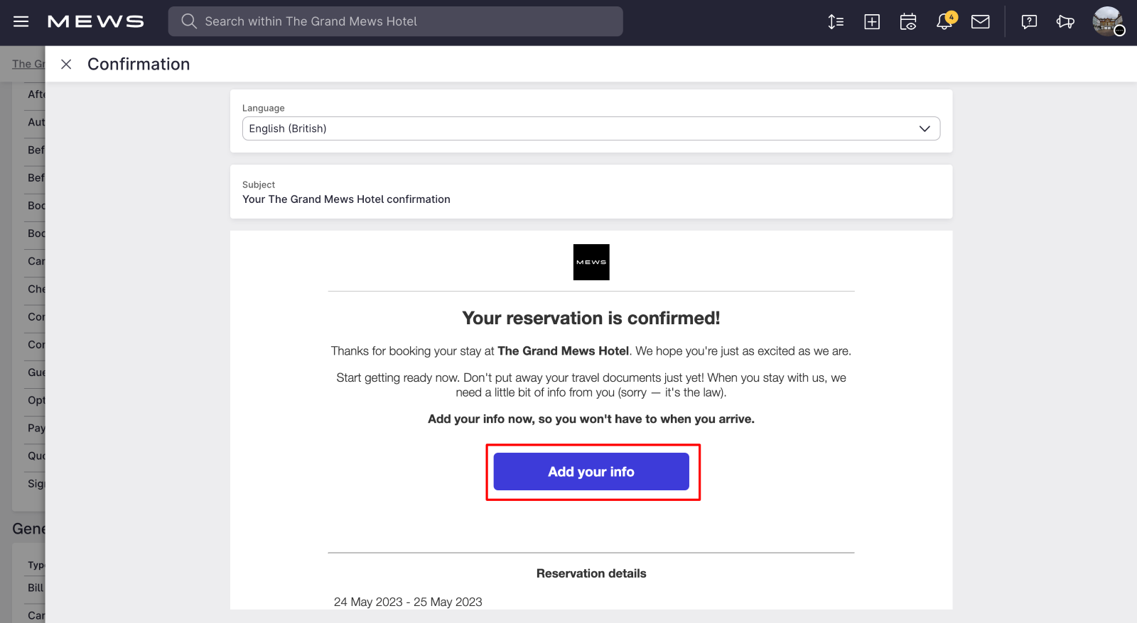 Understanding the Online check-in email flow in Mews Operations