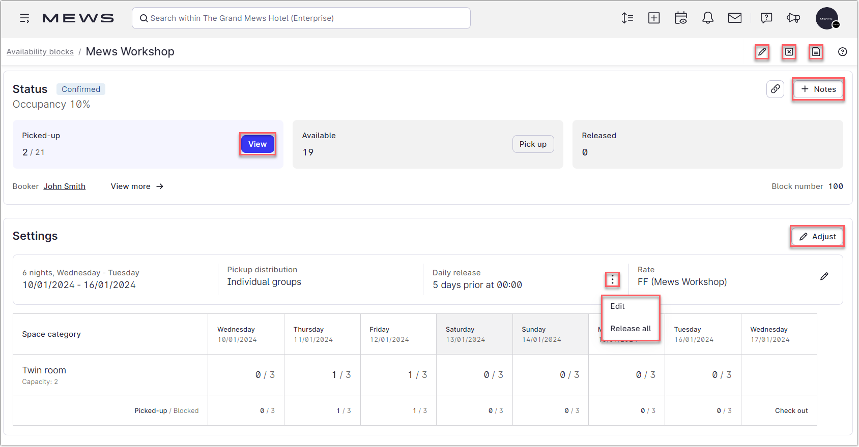 Creating availability blocks