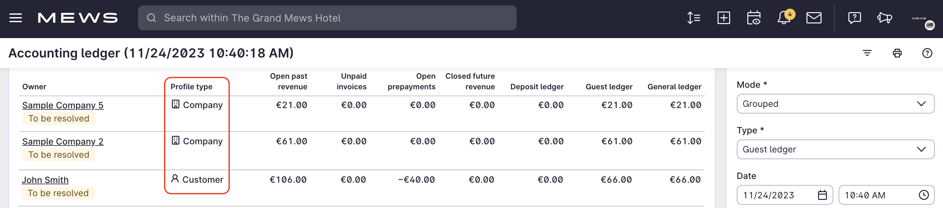 How to view company or customer items in a bill