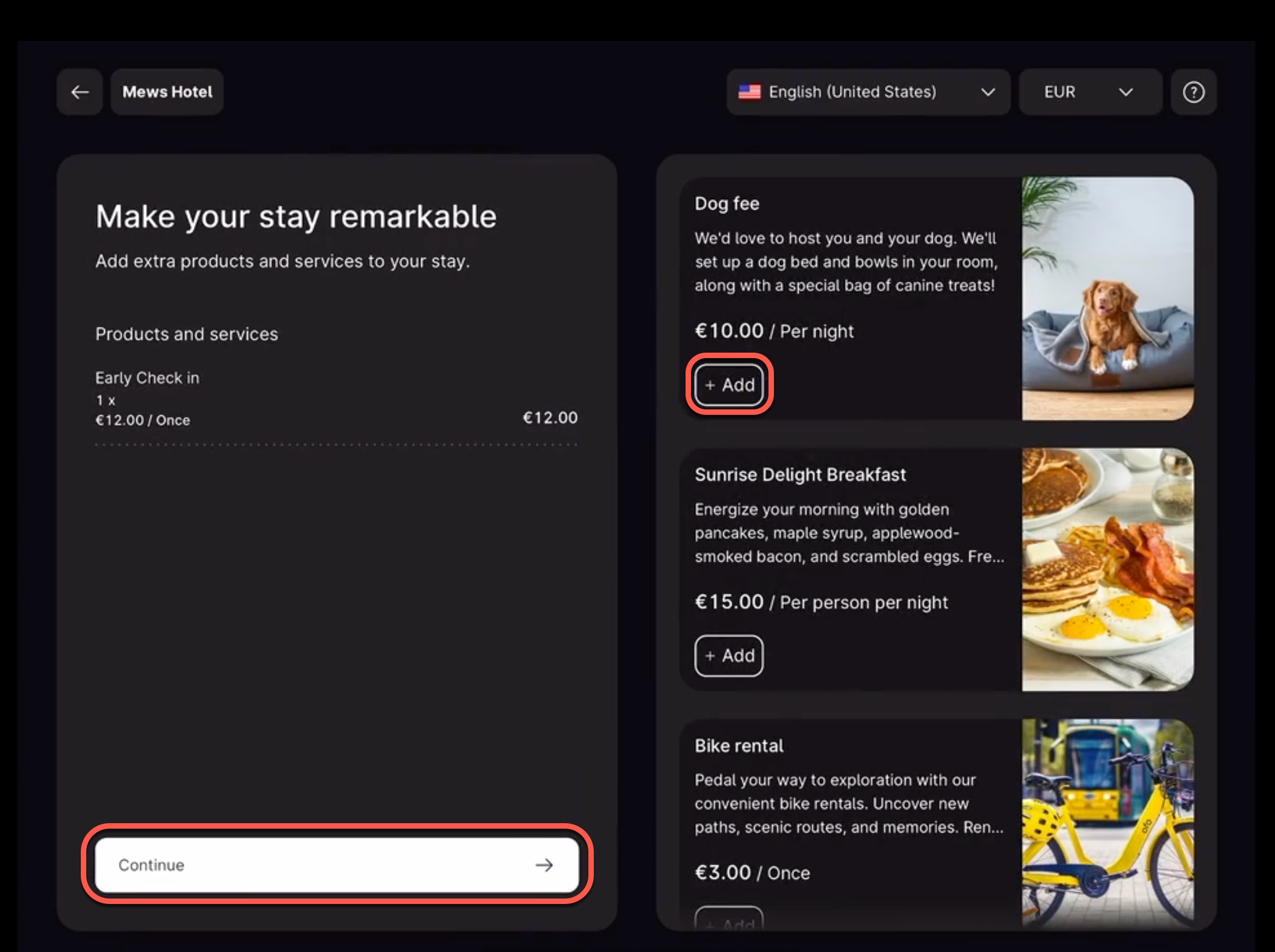 The check in journey in Mews Kiosk