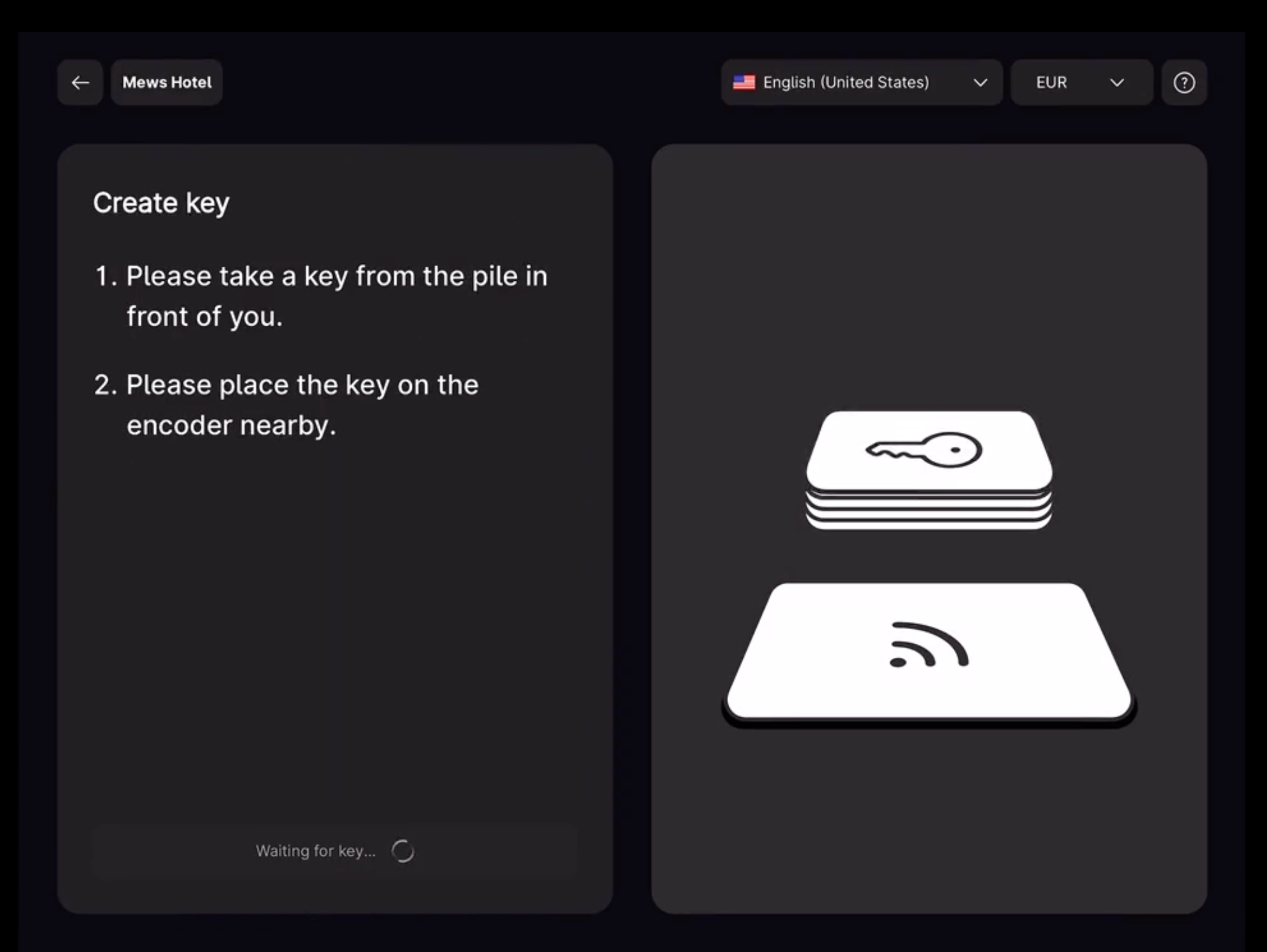 The check in journey in Mews Kiosk