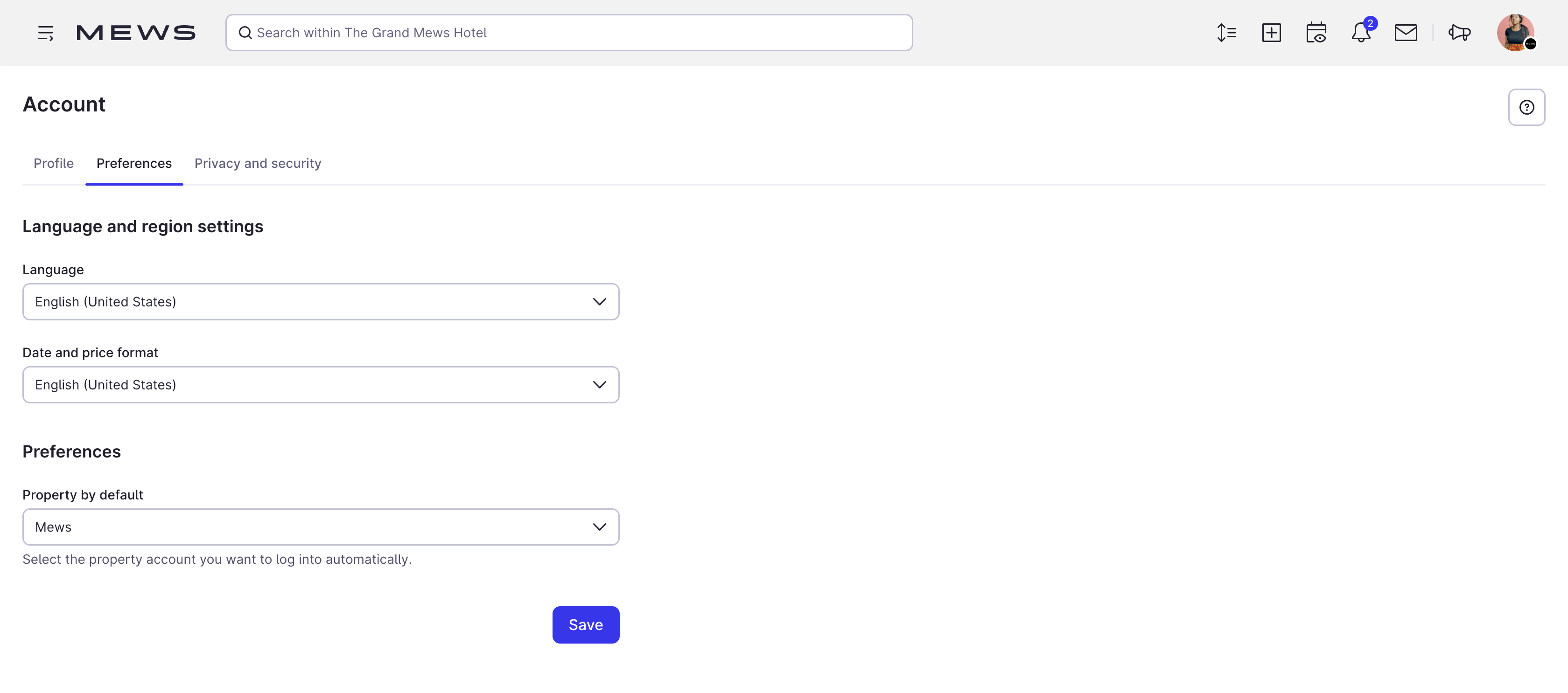 How to change your Mews user account information