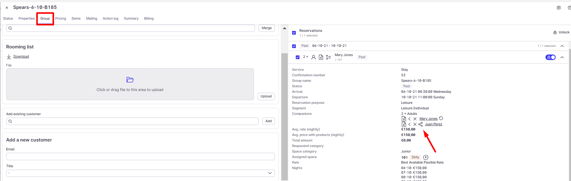How to change the owner and companions of a reservation?