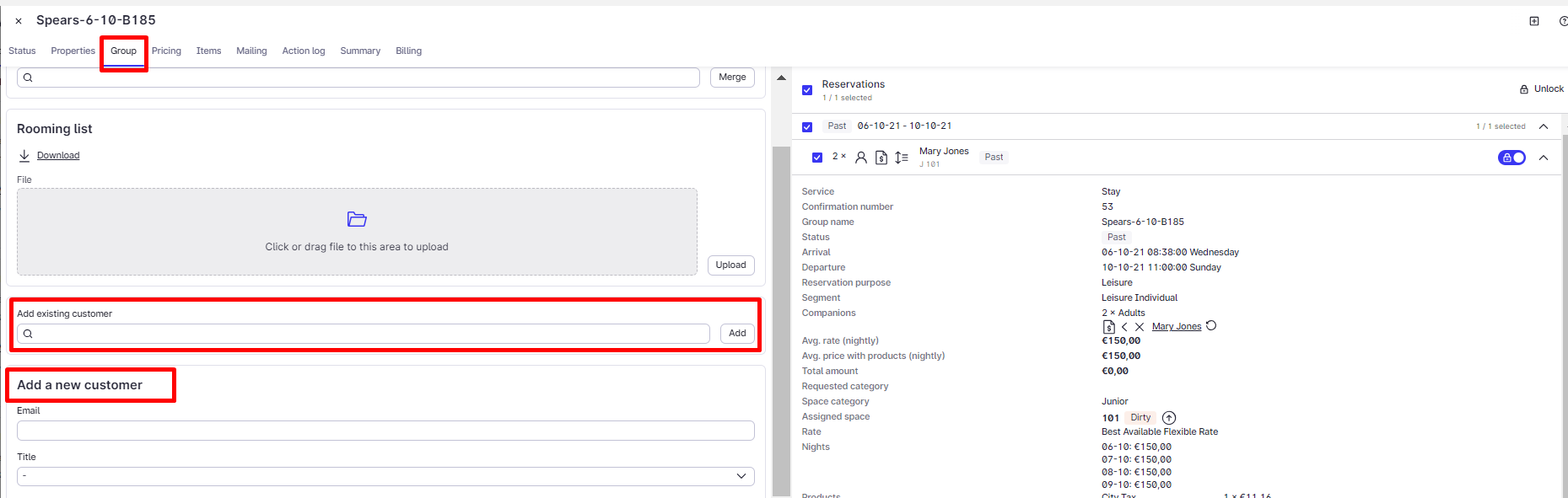 How to change the owner and companions of a reservation?