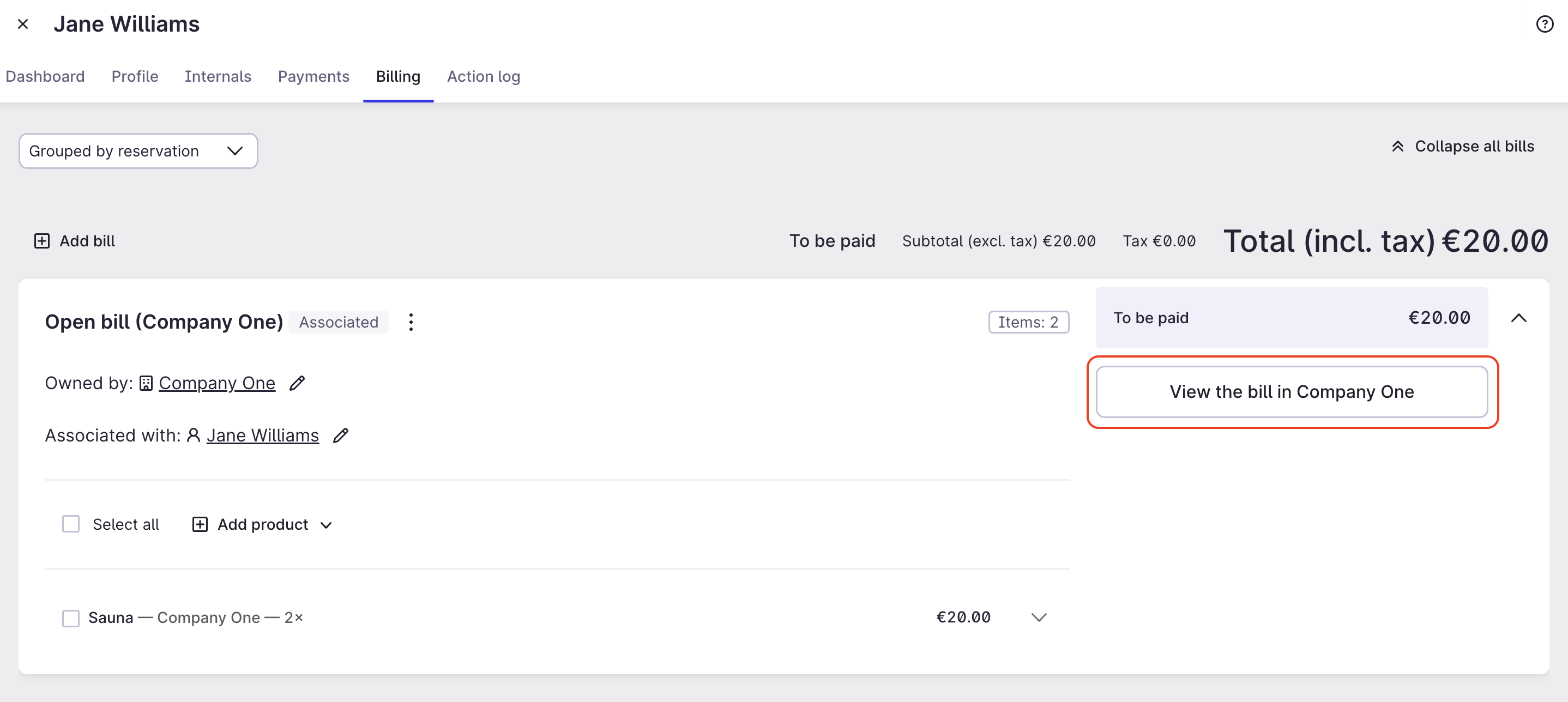 How to view owners and profiles associated with open bills