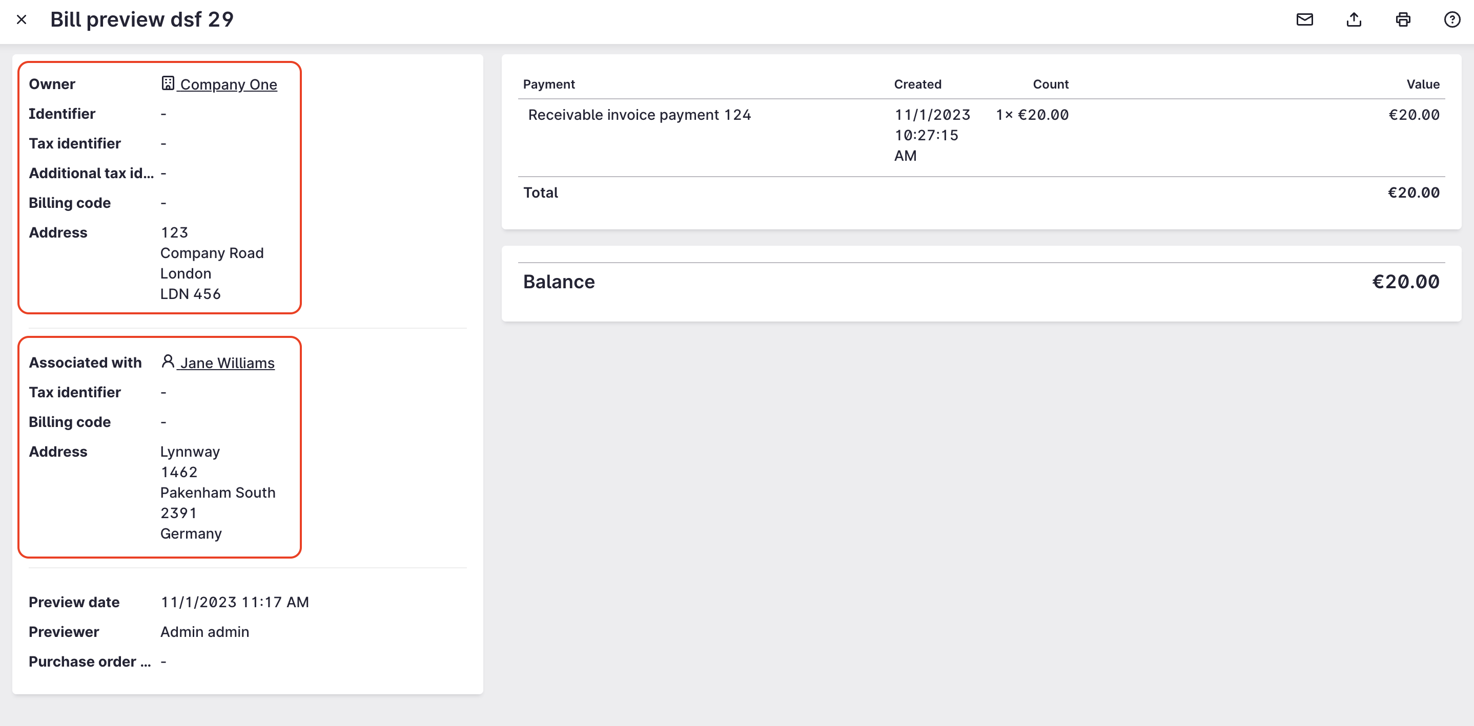 How to view owners and profiles associated with open bills