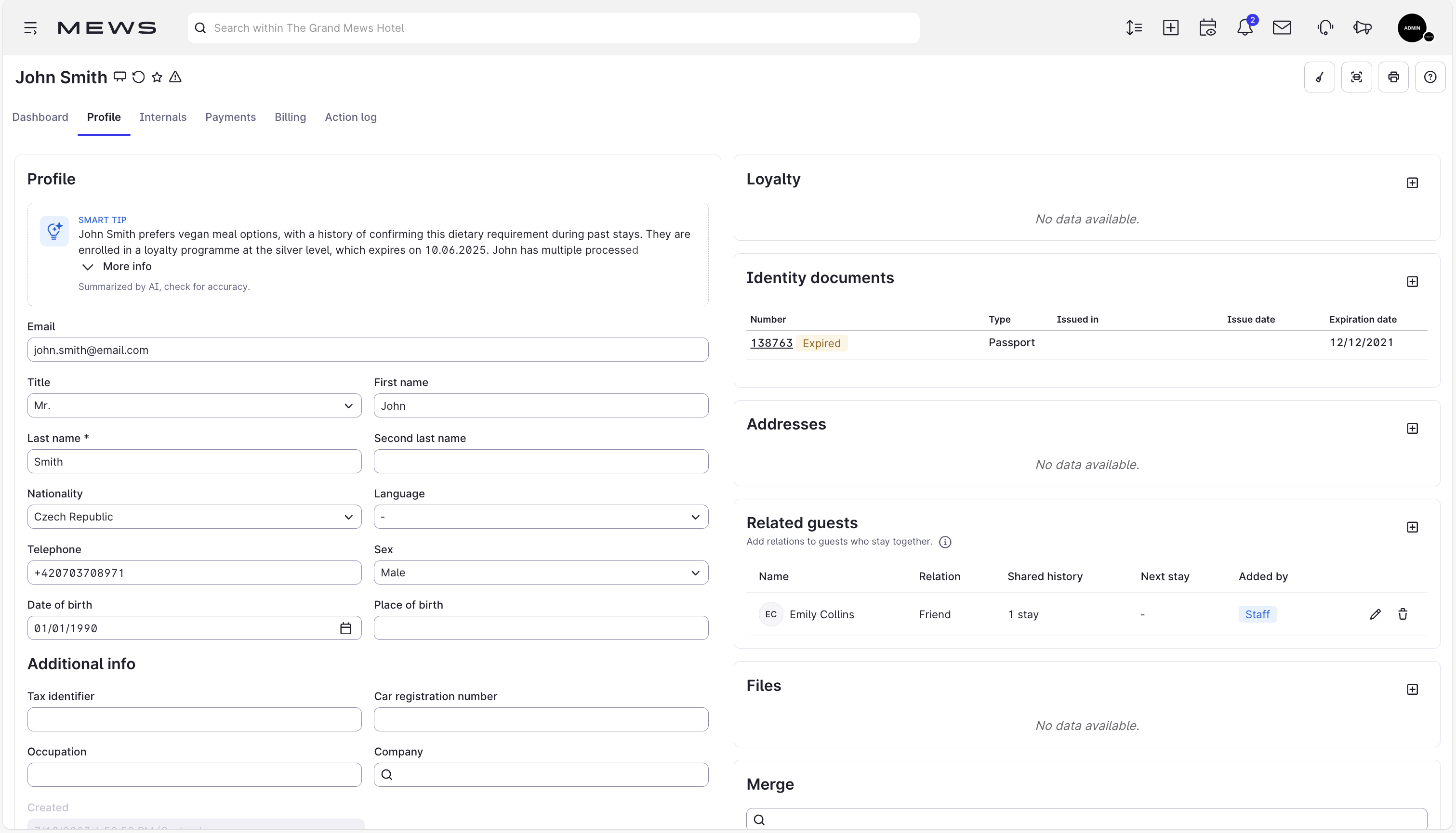 Modify or delete a customer profile