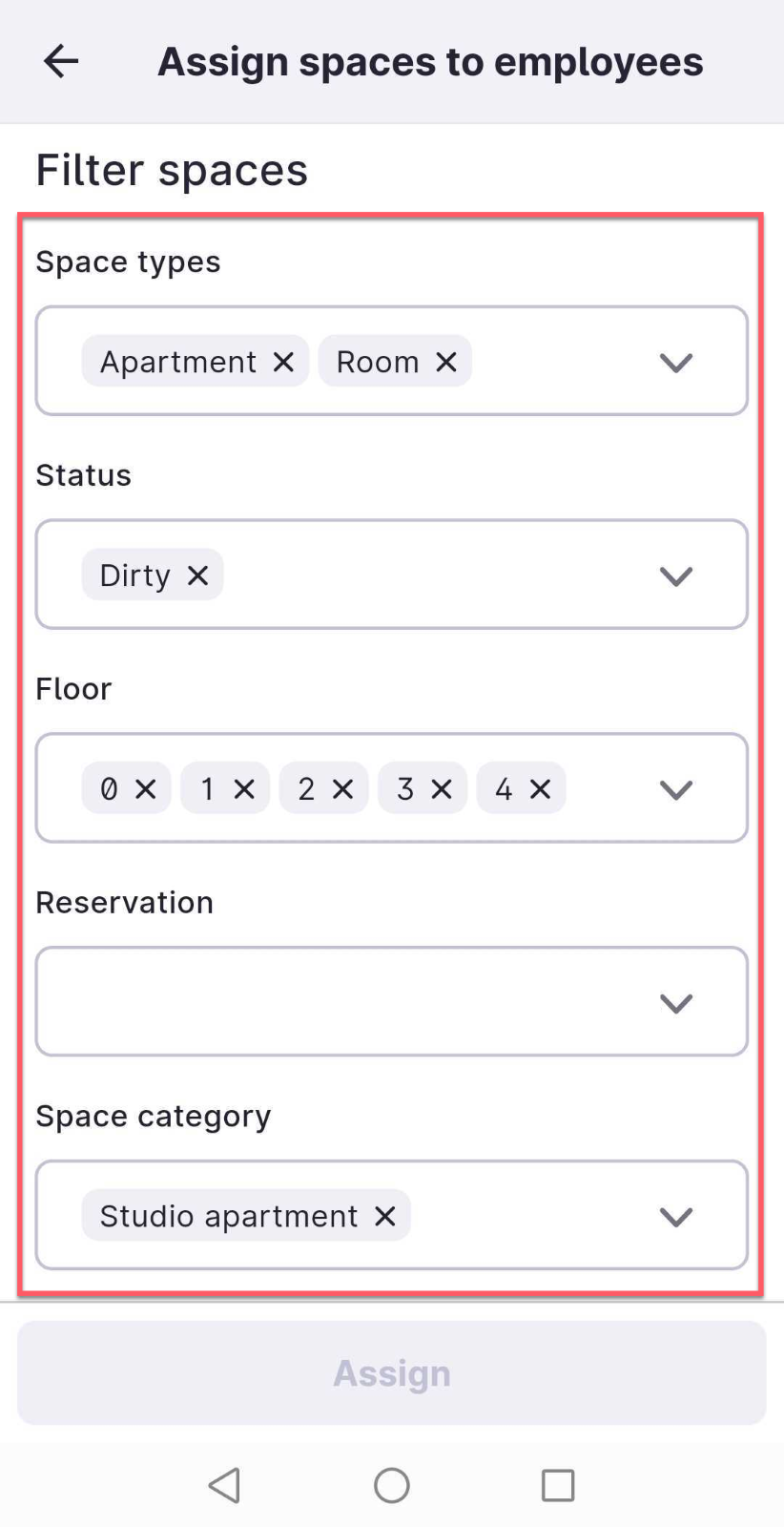 How to assign spaces to employees for housekeeping using the Mews app