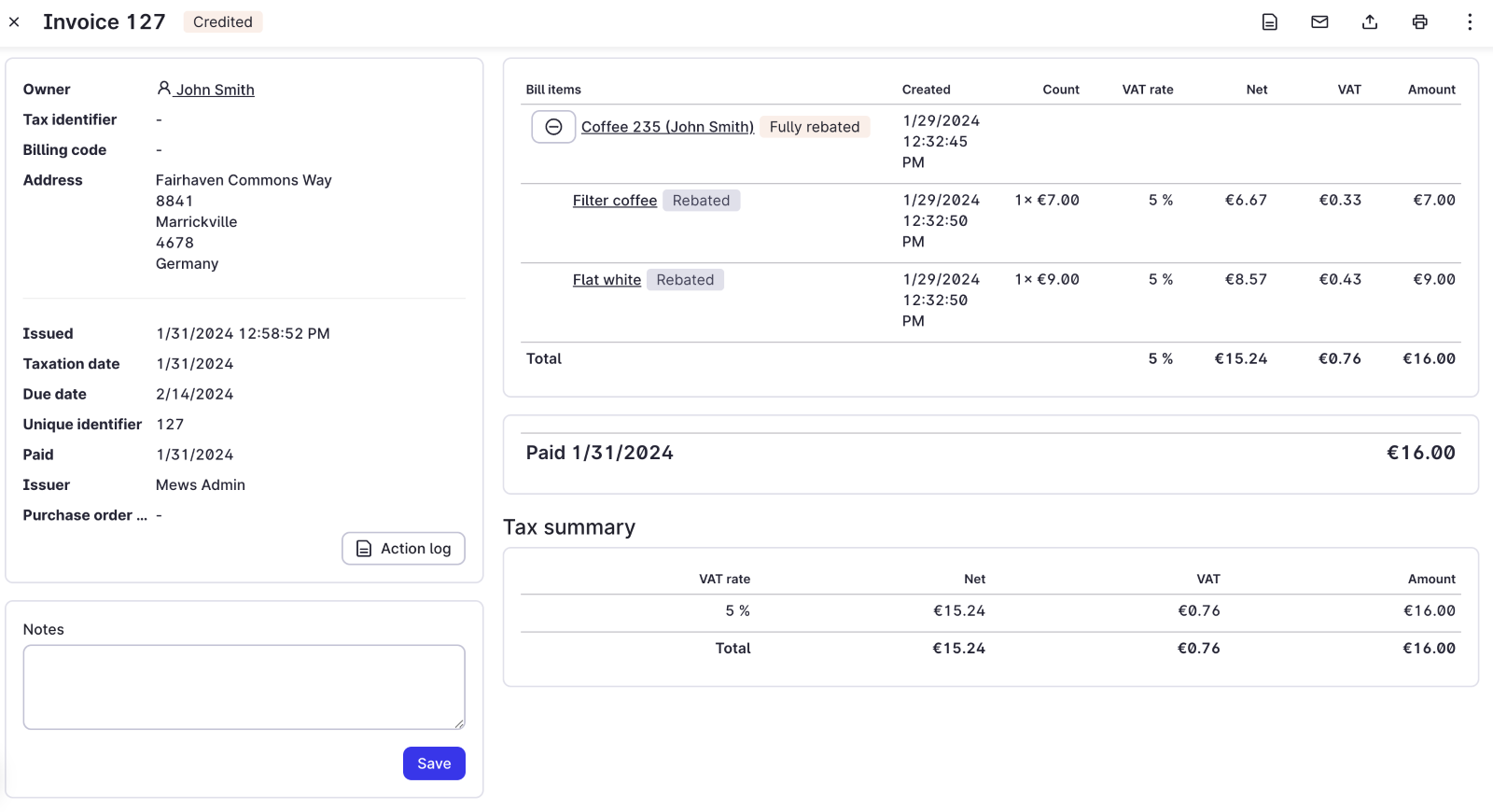 Understanding linked documents in Mews Operations after making changes ...